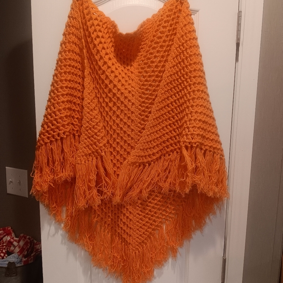 Jackets & Coats | Boho Shaw Cover Wrap Orange Hand Made Super Soft And ...